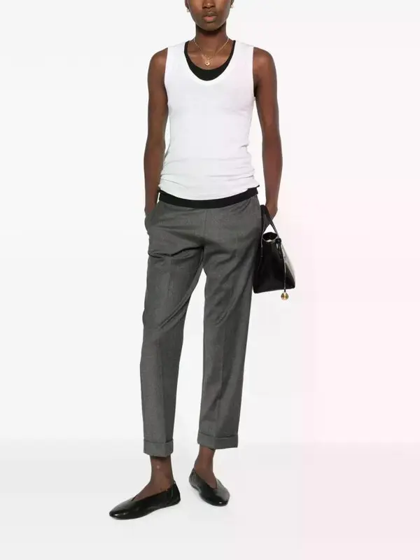 WHYCI Elasticated-waistband Turned-up-cuff Trousers