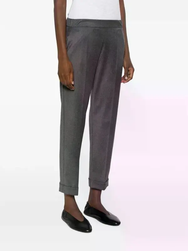 WHYCI Elasticated-waistband Turned-up-cuff Trousers