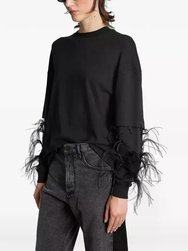 DARKPARK Troy Feather-trim Double-sleeve T-shirt