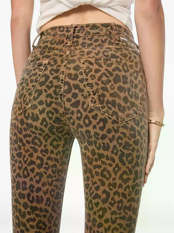 MOTHER The Hustler Flood Leopard-print Jeans