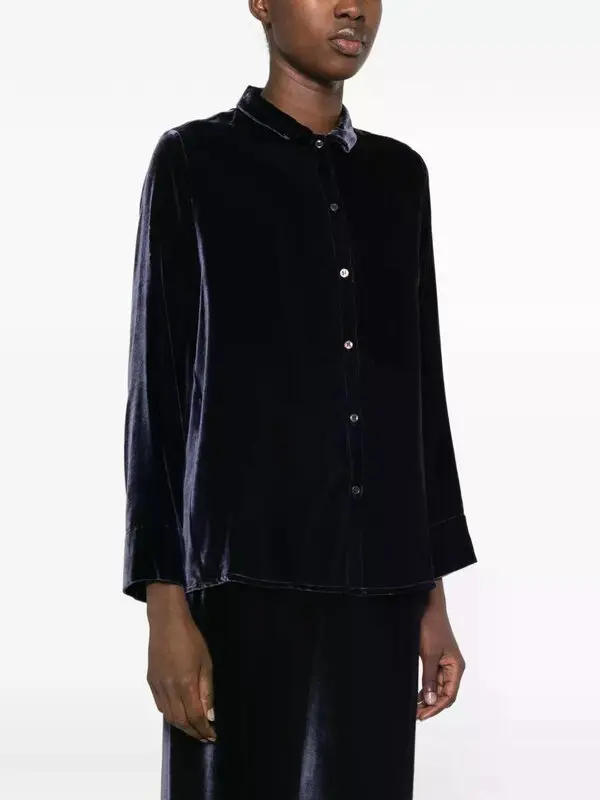 WHYCI Velvet Long-sleeve Pyjama Shirt