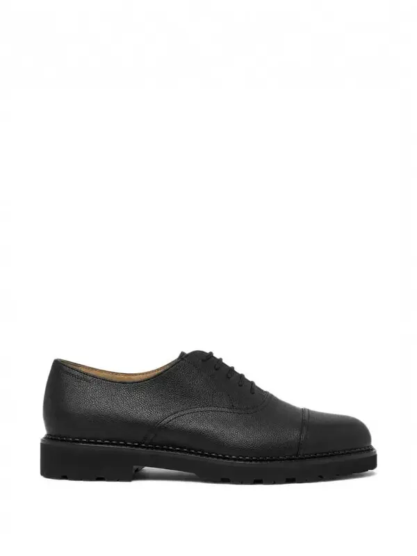 SCAROSSO Rupert Hammered Leather Oxford Shoes - Black