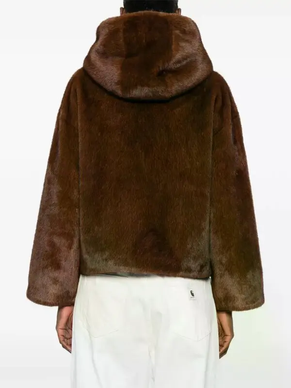 LOU ANDREA Hooded Faux-fur Coat