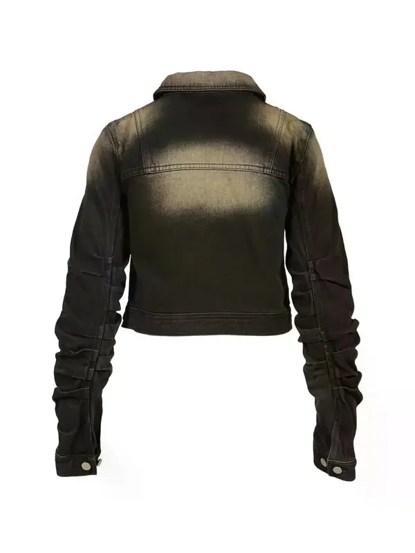 VIVAMUS Bleached Ruched-sleeve Denim Jacket