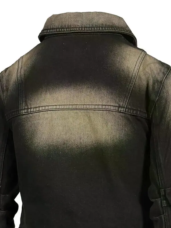 VIVAMUS Bleached Ruched-sleeve Denim Jacket