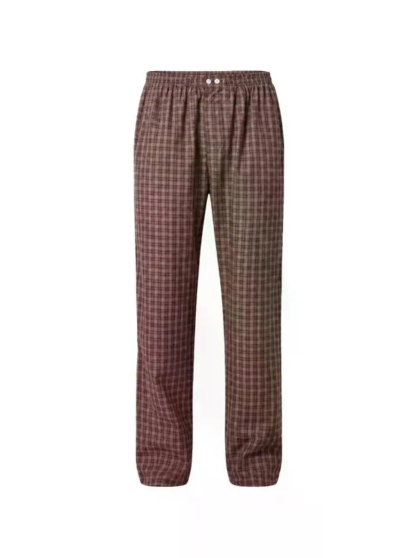 TEKLA Serra Check Pyjamas - Brown