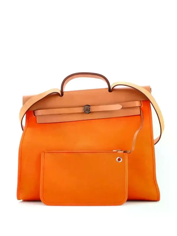 Hermès Herbag Zip Leather And Toile 39 Satchel