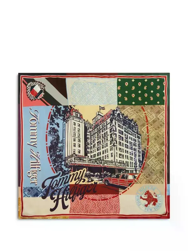 Tommy Hilfiger Patchwork Graphic-print Scarf - Neutrals