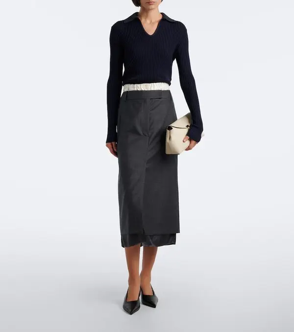 RÓHE Paneled Virgin Wool Pencil Skirt