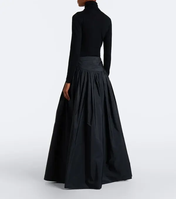 Max Mara Gathered Taffeta Maxi Skirt
