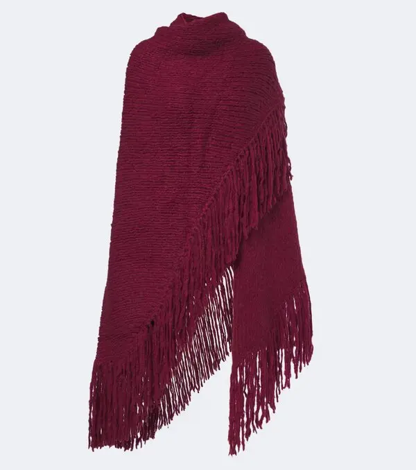 Gabriela Hearst Lauren Fringed Knitted Cashmere Shawl - Burgundy