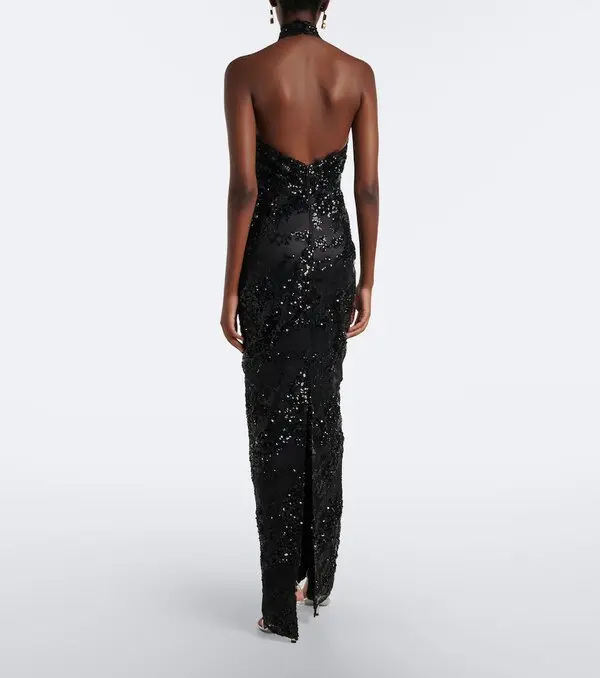 Rebecca Vallance Beau Sequined Halterneck Gown