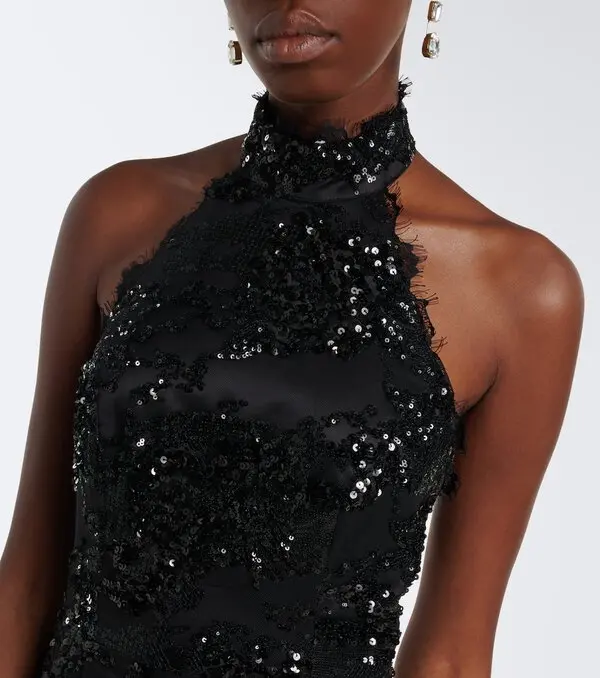 Rebecca Vallance Beau Sequined Halterneck Gown