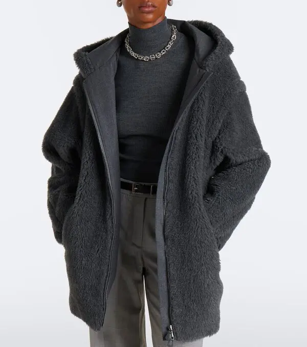 Max Mara Hooded Wool, Alpaca, And Silk Coat