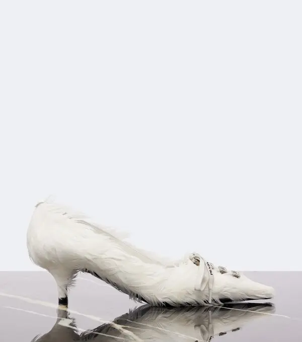 Prada Feather-trimmed Satin Pumps