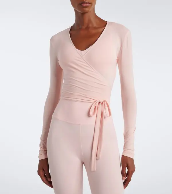 NORBA Ribbed-knit Wrap Top