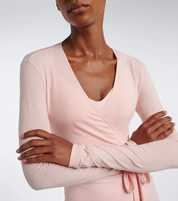 NORBA Ribbed-knit Wrap Top