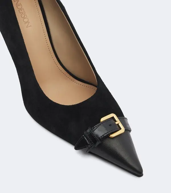 JW Anderson Embellished Leather-trimmed Suede Pumps