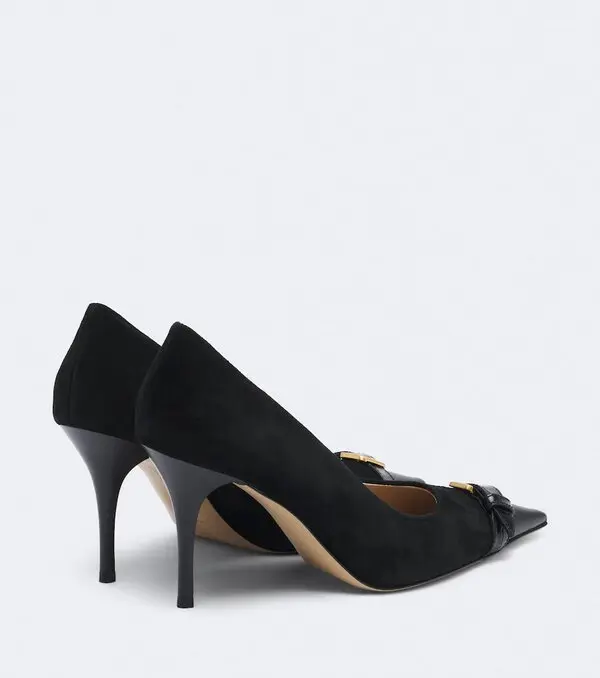 JW Anderson Embellished Leather-trimmed Suede Pumps