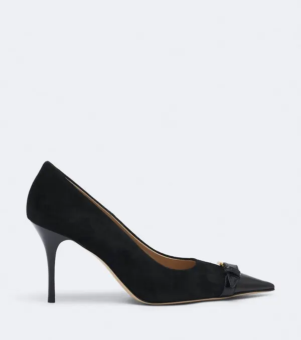 JW Anderson Embellished Leather-trimmed Suede Pumps