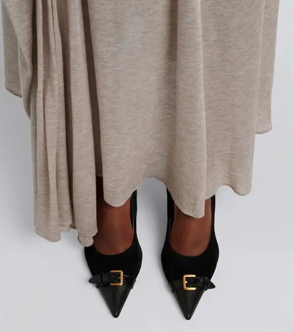 JW Anderson Embellished Leather-trimmed Suede Pumps
