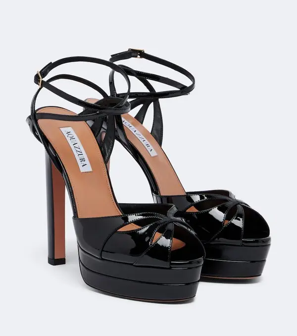 AQUAZZURA Moves Patent Leather Platform Sandals