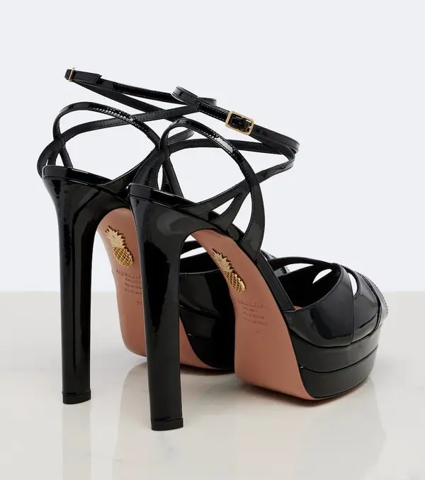 AQUAZZURA Moves Patent Leather Platform Sandals