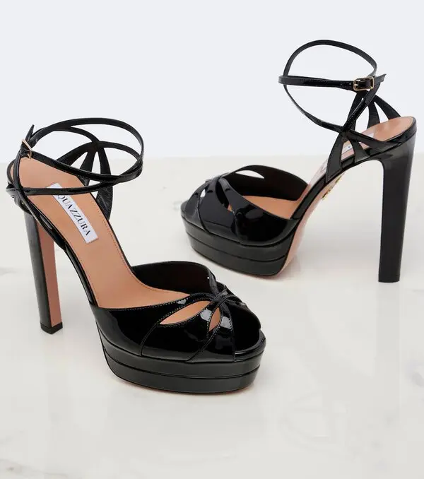AQUAZZURA Moves Patent Leather Platform Sandals