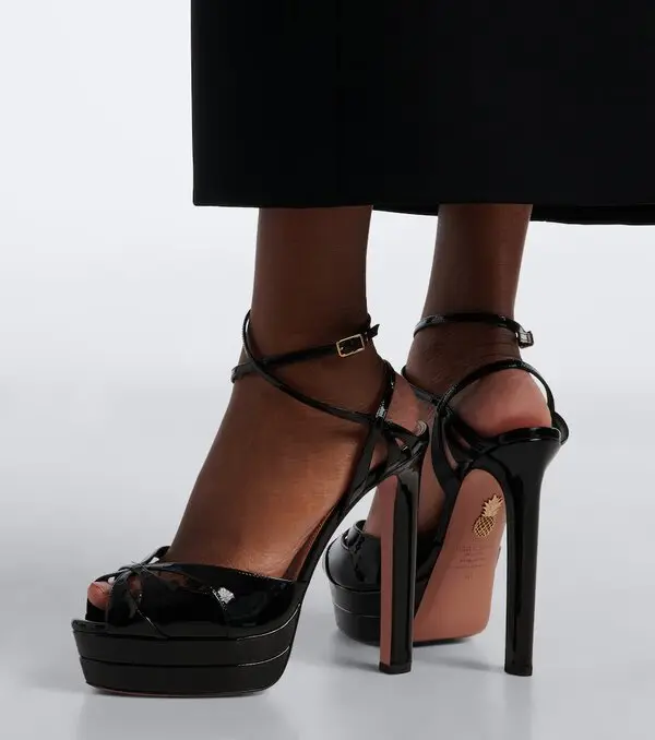 AQUAZZURA Moves Patent Leather Platform Sandals