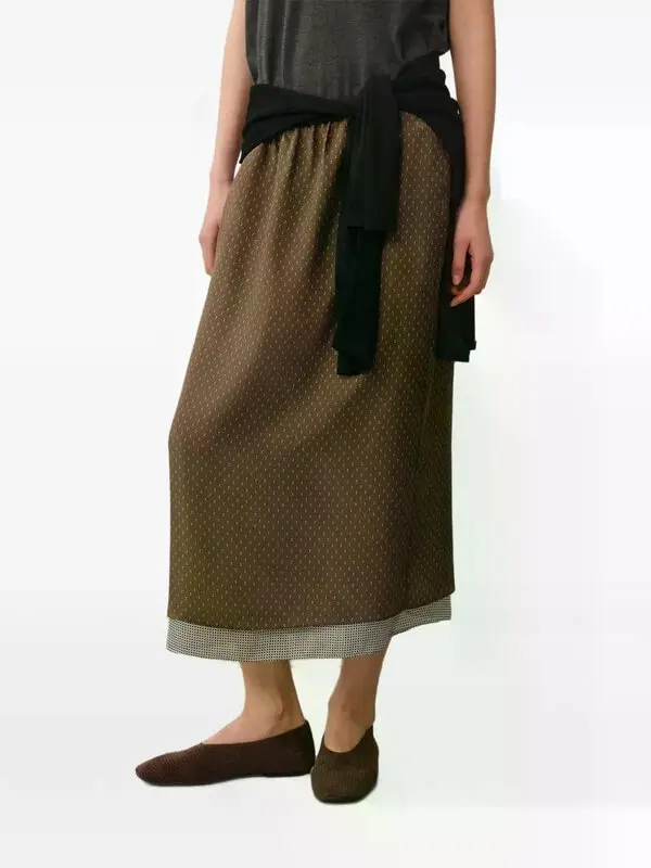 LESS Polka-dot Silk Midi Skirt