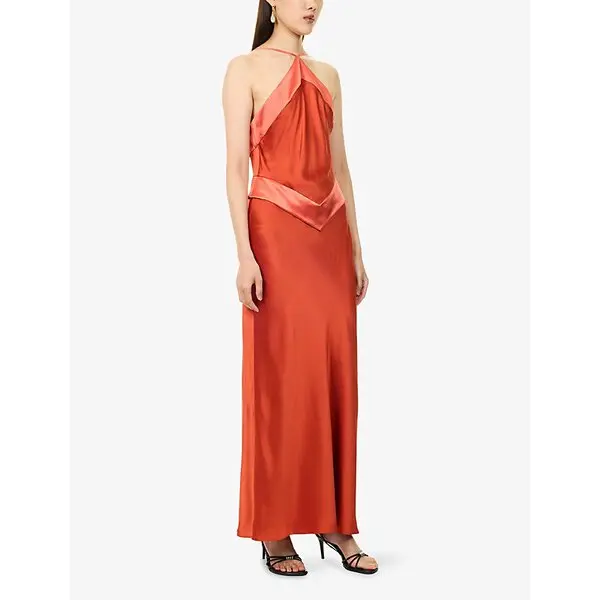 REFORMATION Jillian Halter-neck Silk Maxi Dress