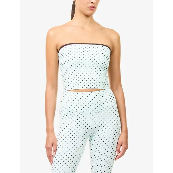 Bo+tee Bandeau Polka-dot Stretch-jersey Top - Mint Chip