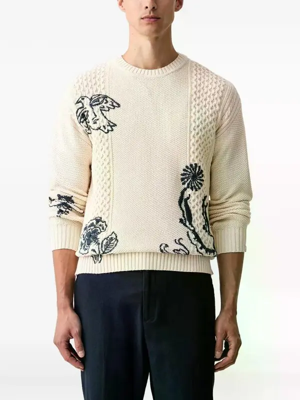 Scotch & Soda X Royal Delft Embroidered Cable-knit Sweater