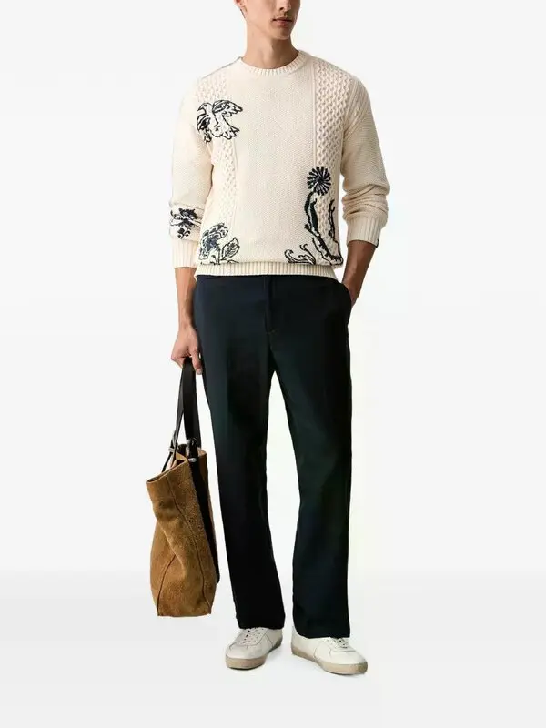 Scotch & Soda X Royal Delft Embroidered Cable-knit Sweater