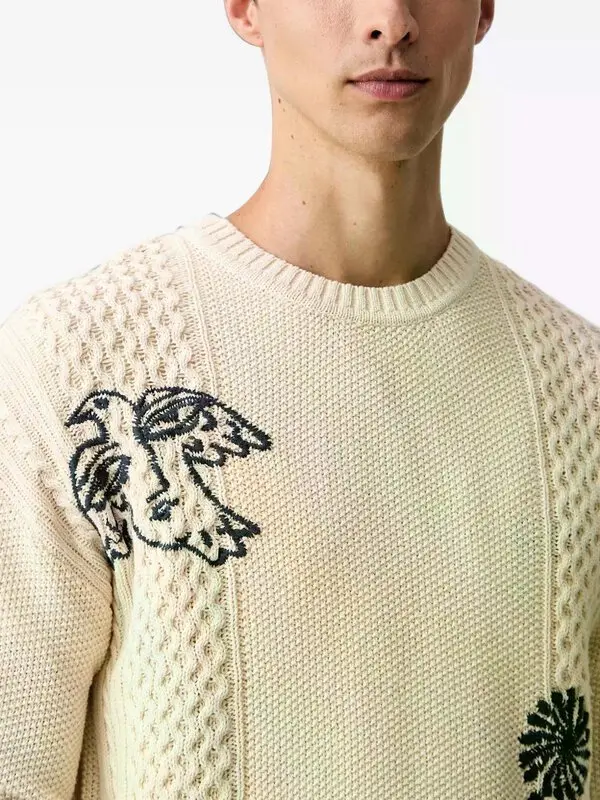 Scotch & Soda X Royal Delft Embroidered Cable-knit Sweater