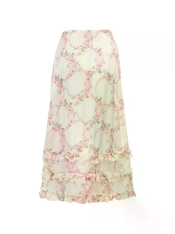 Simone Rocha Floral-print Ruffled Midi Skirt