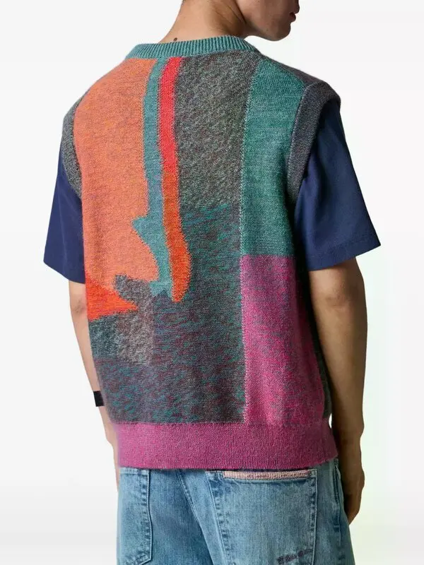 Paul Smith Abstract-pattern V-neck Knitted Vest