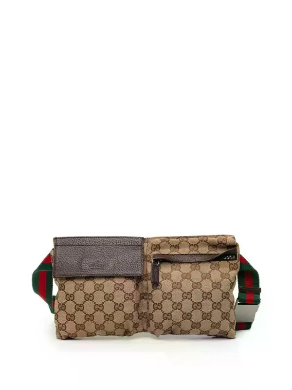 Gucci Gg Canvas Web Double Pocket Belt Bag
