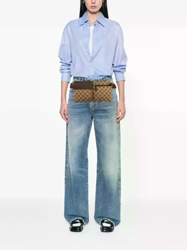 Gucci Gg Canvas Web Double Pocket Belt Bag