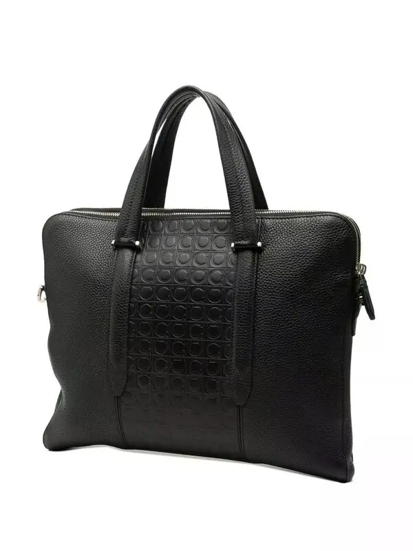 FERRAGAMO 2010-2026 Gancini Embossed Leather Trimmed Business Bag