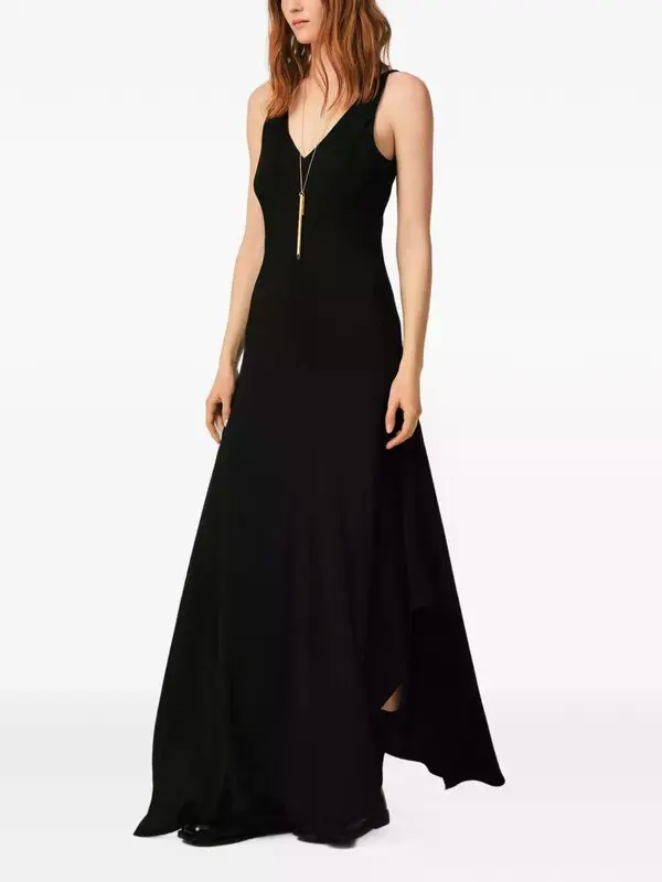 AMI Paris Long Silk-blend Godet Dress