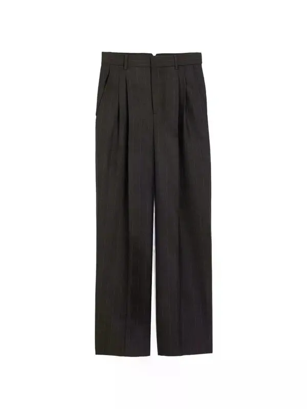 AMI Paris High-waisted Wide-leg Striped Wool Trousers
