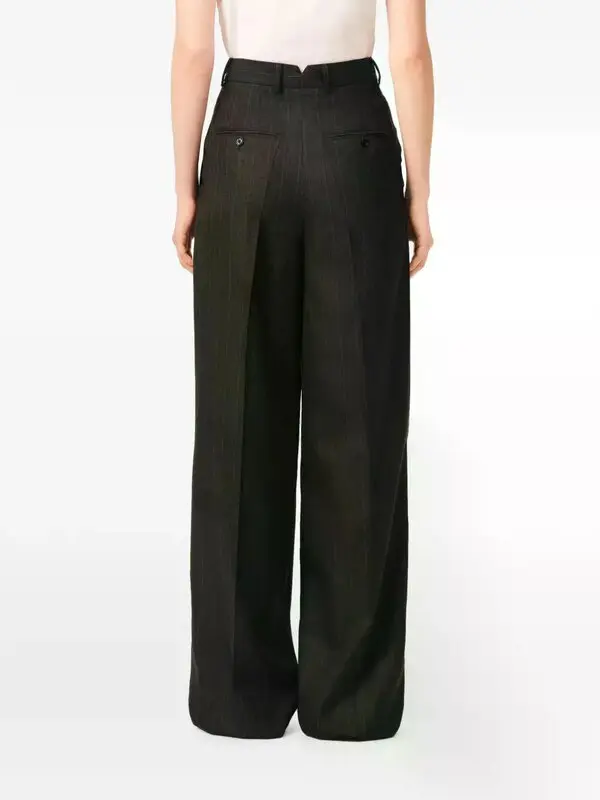 AMI Paris High-waisted Wide-leg Striped Wool Trousers