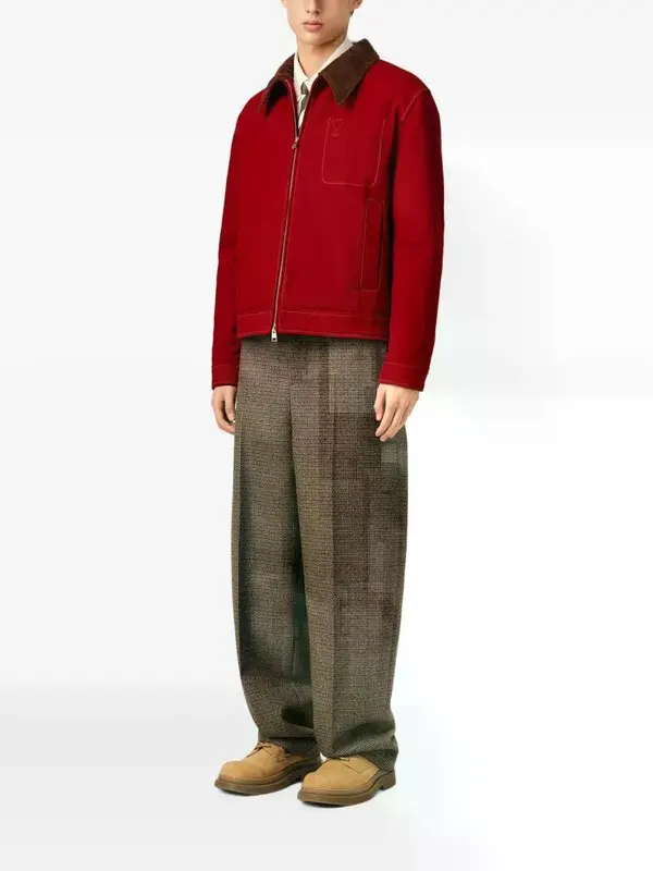 AMI Paris Cotton Zipped Jacket With De Coeur