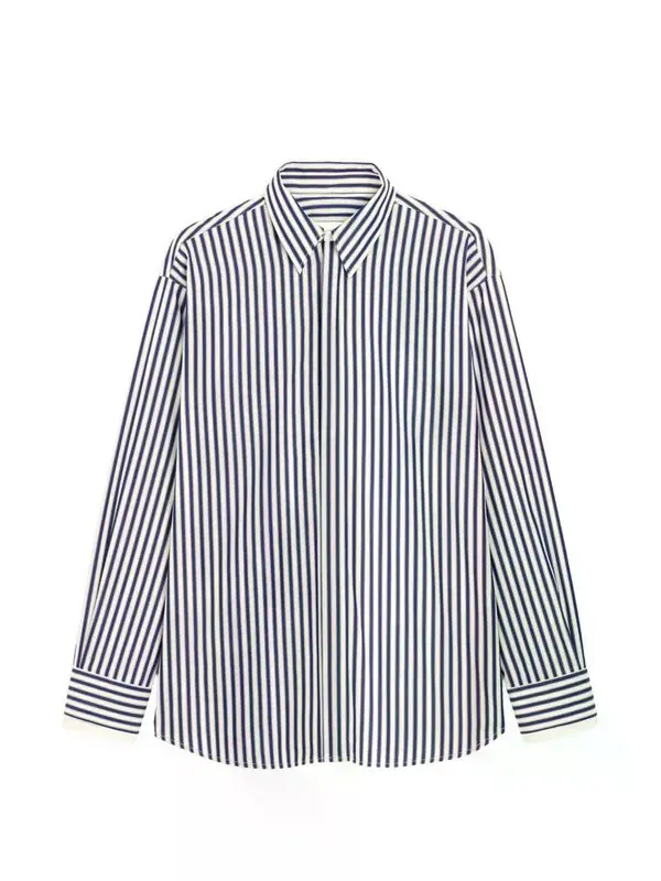AMI Paris Large Striped Cotton Shirt With Removable Collar