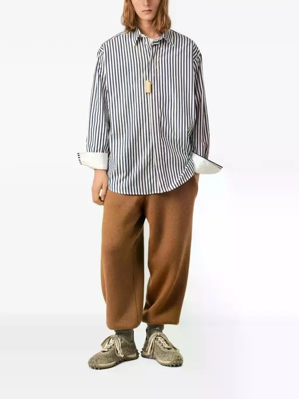 AMI Paris Large Striped Cotton Shirt With Removable Collar