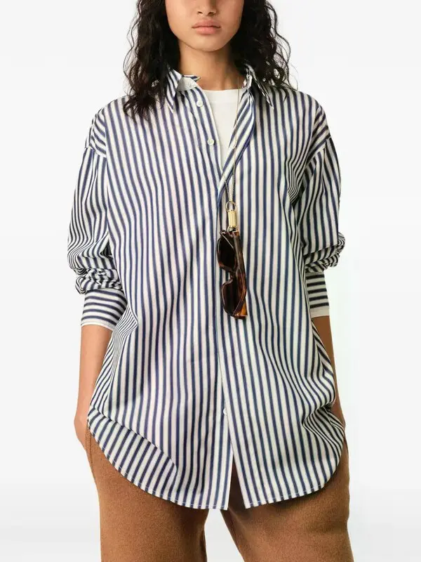 AMI Paris Large Striped Cotton Shirt With Removable Collar