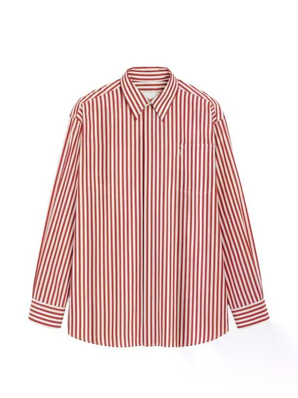 AMI Paris Large Striped Shirt With Embossed De Coeur