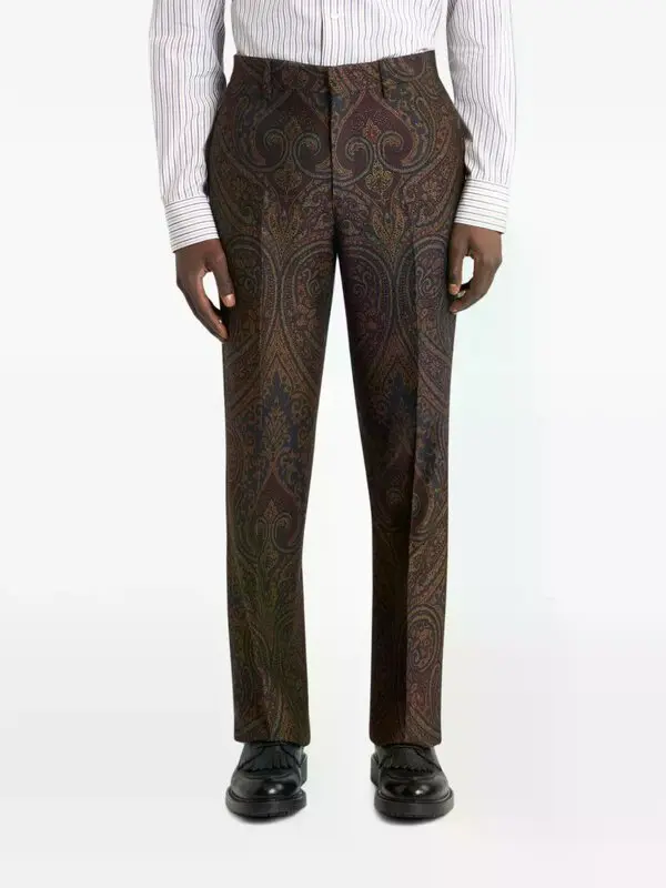 Etro Straight-leg Wool-blend Jacquard Trousers