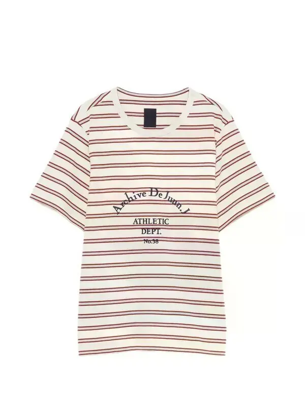 JUUN.J Striped Logo Print T-shirt